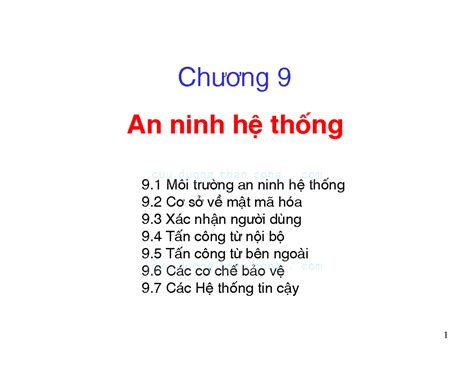 Bài tập Operating System - An ninh h Chương 9ệ thống 9 Môi trườ ng an ninh h ệ thống 9 Cơ sở v ề ...