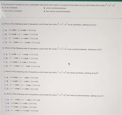 solved find parametric equations and a parameter interval