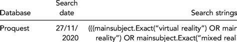 key search strings used on the databases proquest web of science and