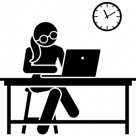 Female Girl Laptop Using Woman Work Working Icon Download On Iconfinder