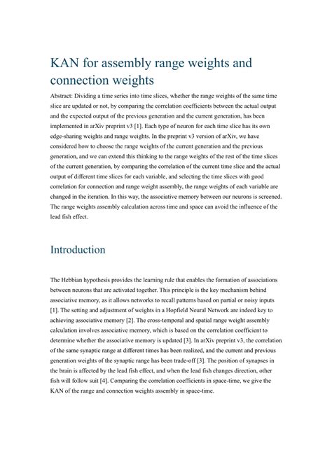 Pdf The Selectivity Of Associative Memory Then Assembly Range Weights