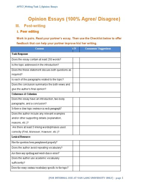 L8 Writing 3 Task 2 Opinion Essay After Class Pdf Essays