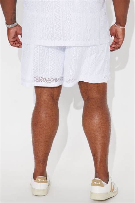 Diagonal Crochet Pattern Shorts White Fashion Nova