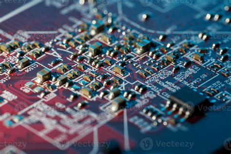Electronic Circuit Board Close Up Processor Chips And Capacitors Stock Photo At Vecteezy