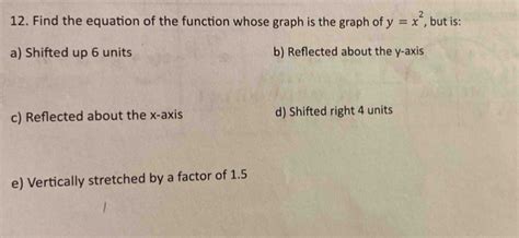 Solved 12 Find The Equation Of The Function Whose Graph Is The Graph
