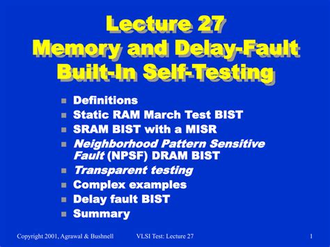 Lecture 27 Memory And Delay Fault Built In Self Testing Neighborhood