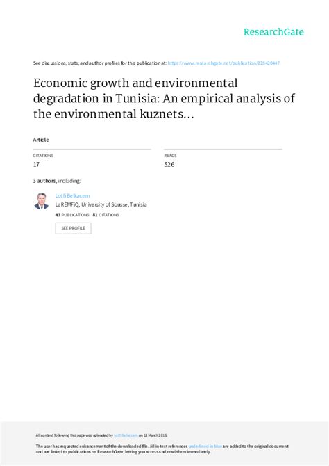 Pdf Pollution And Economic Growth A Maximum Likelihood Estimation Of Environmental Kuznets