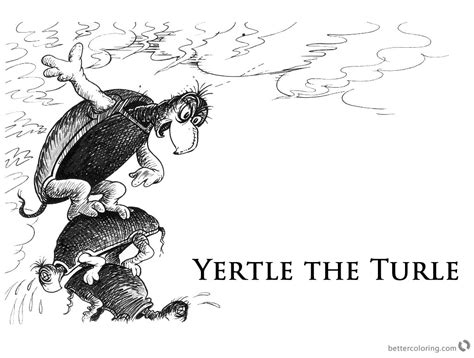 Dr Seuss Yertle The Turtle Coloring Page Fan Drawing Free Printable