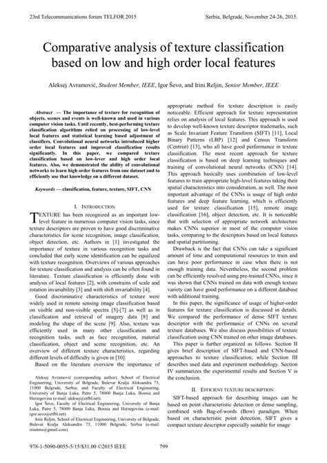 Pdf Comparative Analysis Of Texture Classification Based On Low And High Order Local Features