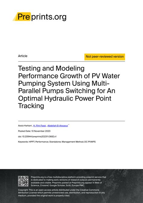 Pdf Testing And Modeling Performance Growth Of Pv Water Pumping System Using Multi Parallel