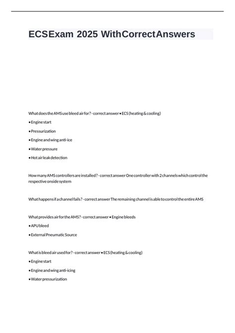 Ecs Exam 2025 With Correct O Answers Ecs Stuvia Us