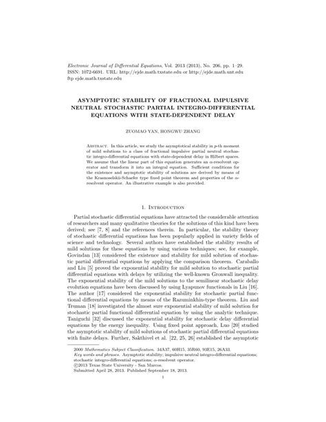 PDF Asymptotic Stability Of Fractional Impulsive Neutral Stochastic Partial Integro
