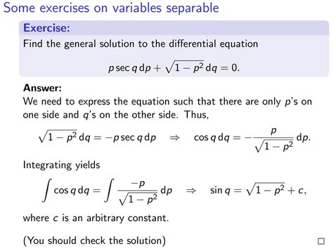 Solved Some Exercises On Variables Separable Exercise Find Chegg