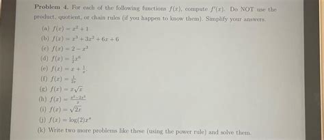 Solved Problem For Each Of The Following Functions F X Chegg