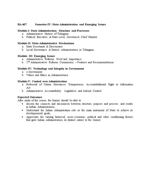 Public Administration 4th Sem Syllabus Pdf