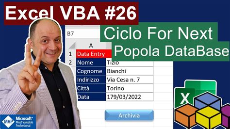 excel vba 26 for next loop ciclo per popolare un database video 3