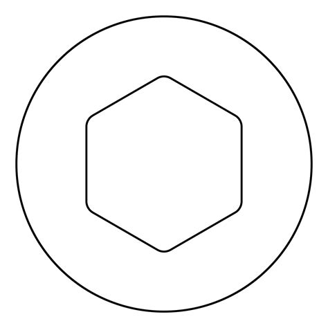 Sechseck Mit Abgerundeten Ecken Symbol Im Kreis Runder Umriss Schwarze Farbe Vektor Illustration