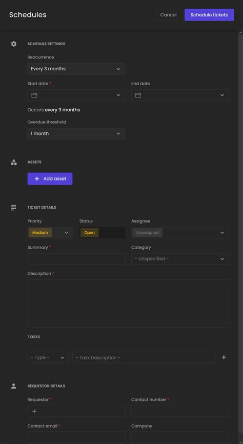 creating ticket schedules willow support