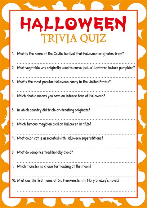 Halloween Trivia Printable