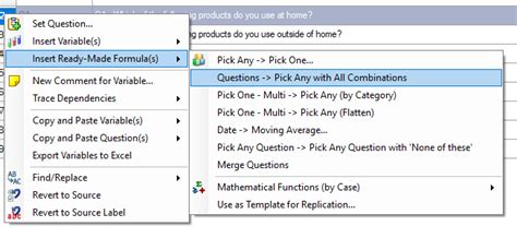 tips for merging questions in q without writing syntax q research