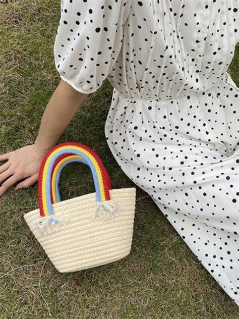 Ul B01088 무지개 바구니 토트 나들이 가방 10대 20대 30대 여자 고등학생 대학생 직장인