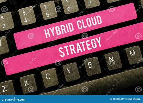 Text Sign Showing Hybrid Cloud Strategy Business Showcase Cloud Computing Setting That Uses A