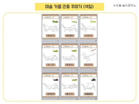 미술 가을 곤충 꾸미기 색칠