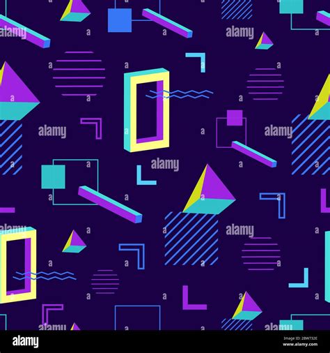 Trendy Geometric 3d Background Seamless Memphis Pattern Abstract