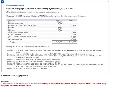 Solved Required InformationExercise Algo Complete Chegg