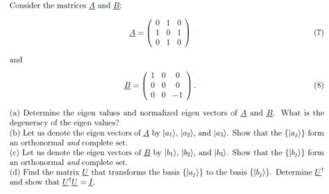 Solved Consider The Matrices A And B A And Chegg Com