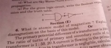 propagation e for the given logic circuit write the boolean expres ss