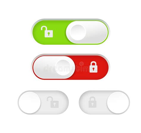 blocked and unlocked toggle switch buttons material design switch buttons set stock vector