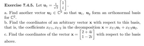 solved exercise 7 4 5 ﻿let u1 122[1i] a ﻿find another