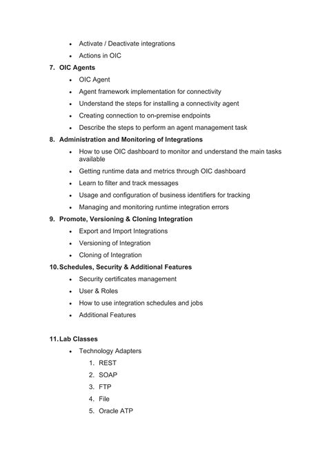 Oracle Fusion OIC Course Content Pdf