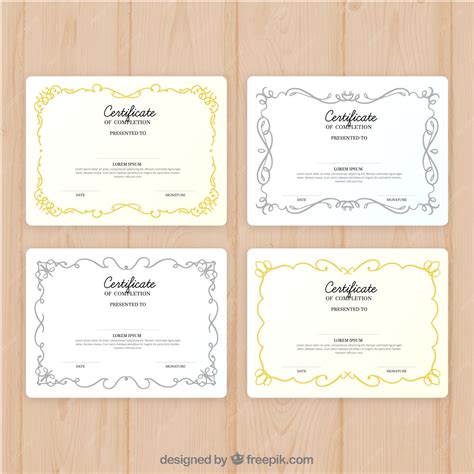 빈티지 인증서 템플릿 컬렉션 무료 벡터