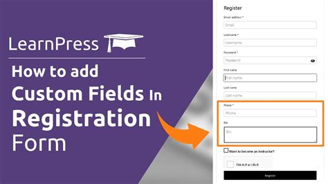 learnpress how to add custom fields in learnpress user registration