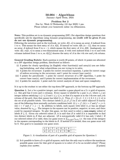 Algo 2024 Pset 02 Pdf Dynamic Programming Recurrence Relation