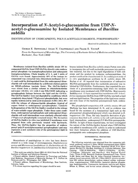 Pdf Incorporation Of N Acetyl D Glucosamine From Udp N Acetyl D Glucosamine By Isolated