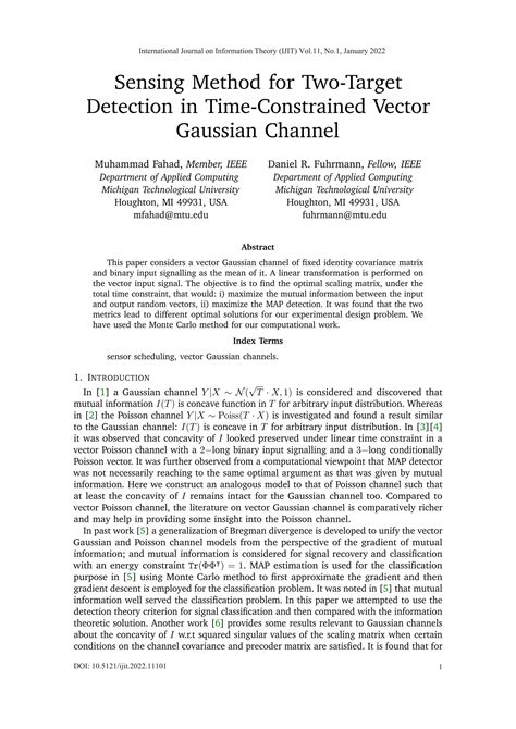 Sensing Method For Two Target Detection In Time Constrained Vector