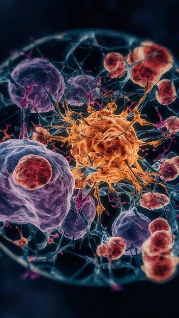 Molecular Structure Of Cancer Cells Magnified Generated By Premium Ai