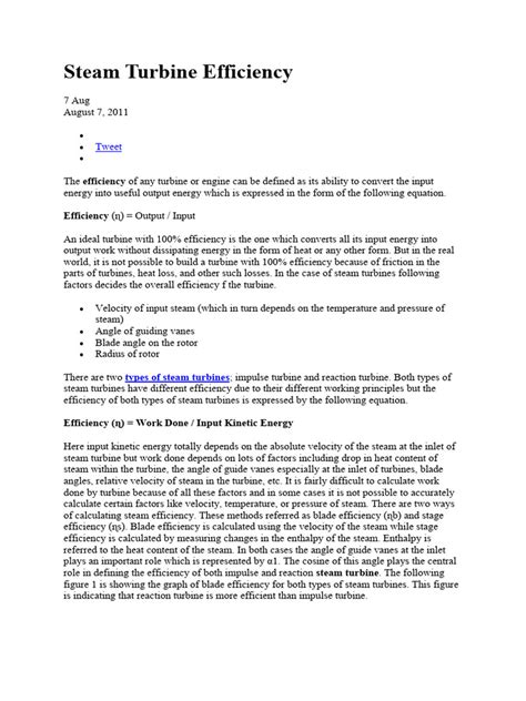 Steam Turbine Efficiency Pdf