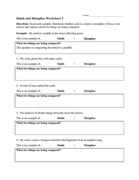 Figurative Language Worksheet 3 Explanations Language Worksheets