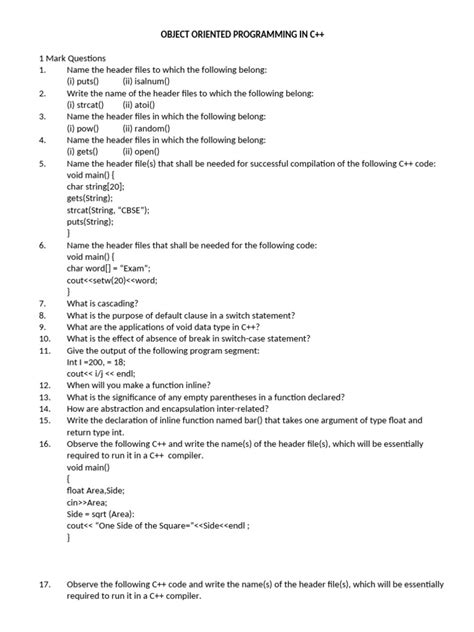 1 Oopc Questions Pdf Pointer Computer Programming Computing