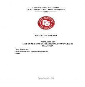 Analysis Of Mcdonalds Organizational Structure In Malaysia