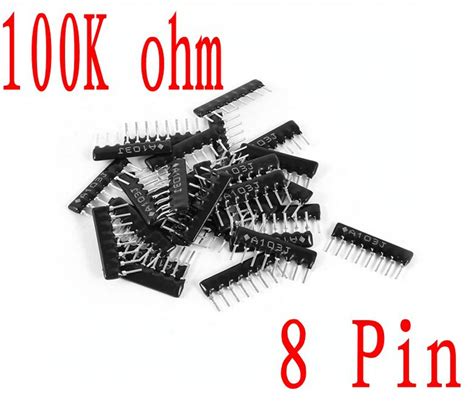 A08 104 Commoned Resistor Network Array 100k Ohm 8 Pin Sip 8 A Type 1