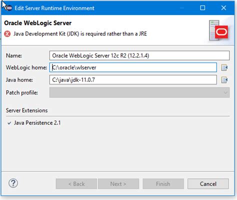 Cant Select Jdk 11 As Java Home For Weblogic 14 Oracle Forums