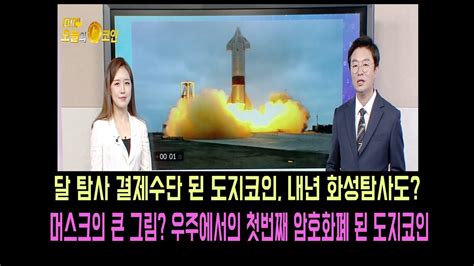 오늘의코인 비트코인 이더리움 도지코인달 탐사 결제수단 된 도지코인 내년 화상 탐사에도 결제수단 예정 일론 머스크가 쉽게