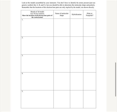 Solved VSEPR And Molecular Geometry Draw The Lewis Structure Chegg