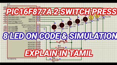 9 2switch 8 Led Top To Bottom On And Off Code And Simulation Explain In Tamil Youtube