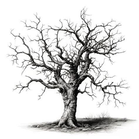 A Drawing Of A Bare Tree With No Leaves On It Generative Ai Premium AI Generated Image